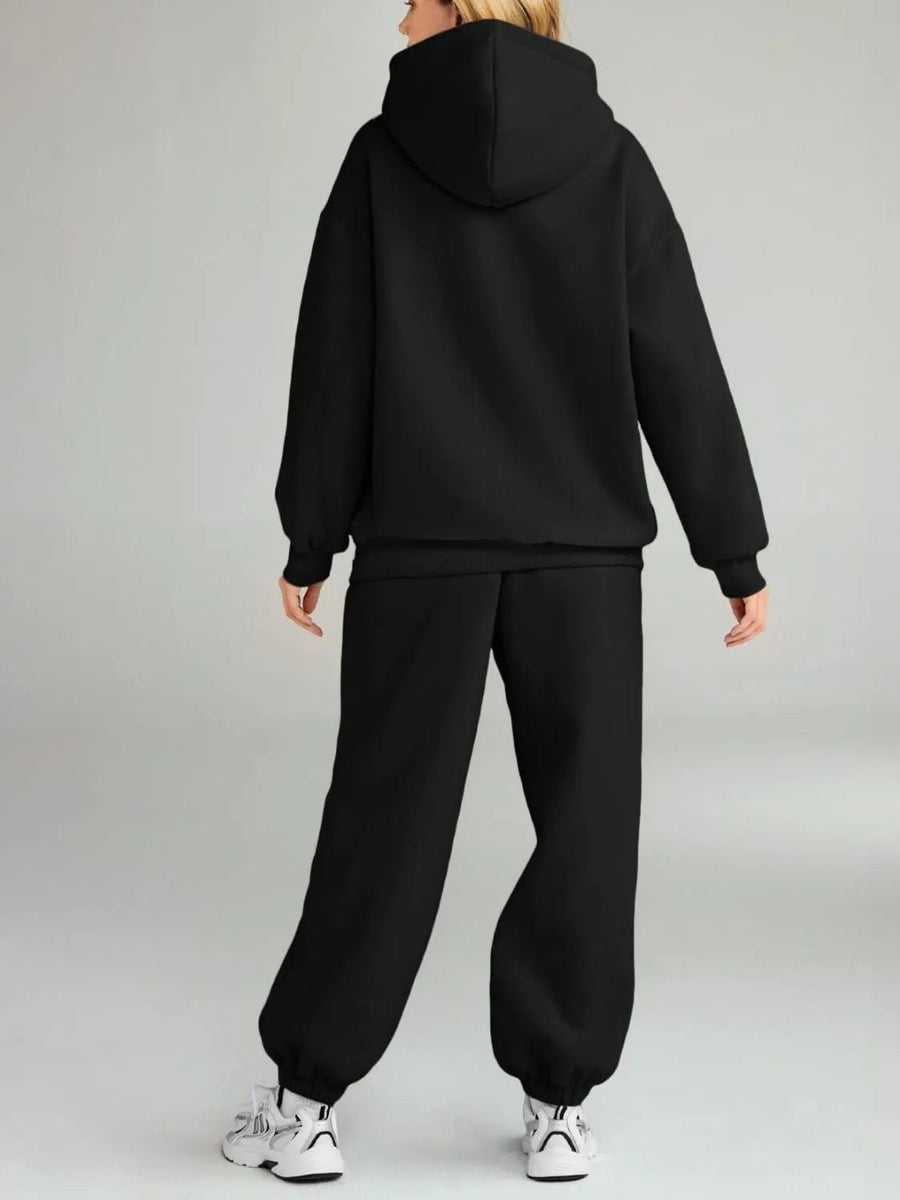 Full Size Kangaroo Pocket Hoodie and Joggers Set Plus Size - MAD RUFFI
